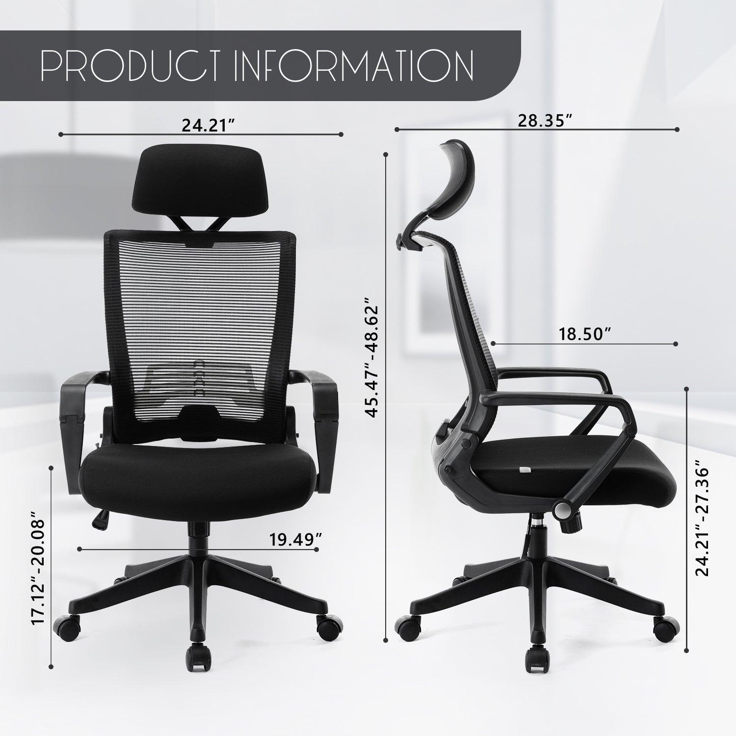 Foldable Home Office Chair Ergonomic Office Chair Height Adjustable ...
